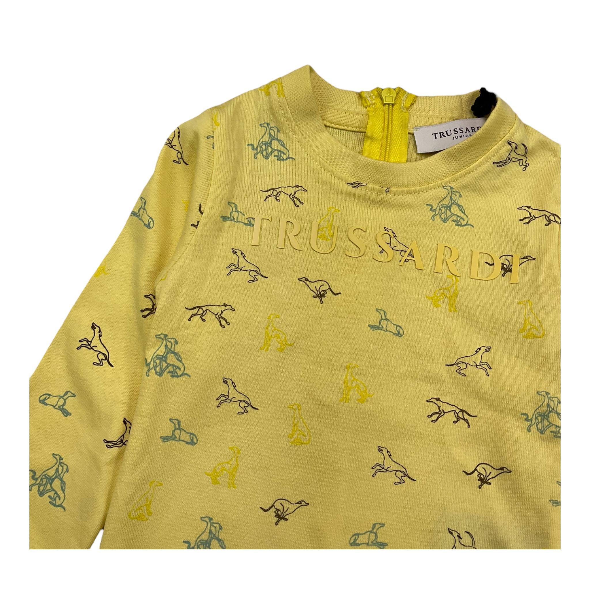 TRUSSARDI body tinta unita con logo manica lunga Giallo per Neonato ...